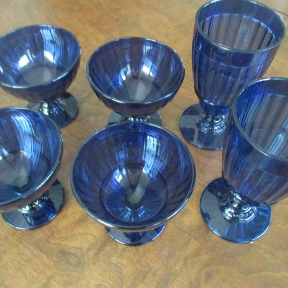 Dining | Cobalt Blue Heavy Plastic Goblets And Footed Bowls Or Cups Set ...